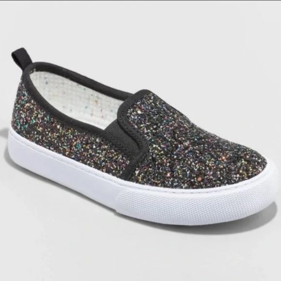 Cat & Jack | Shoes | Cat Jack Girls Ofra Slipon Glitter Sneakers Black ...